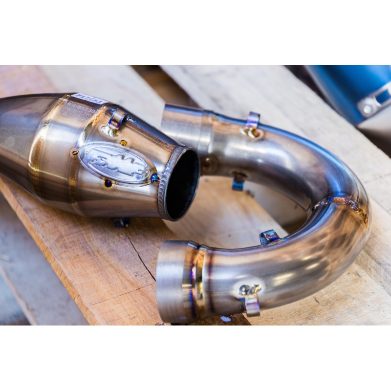 Complete line FMF Factory titanium 4.1 blue carbon